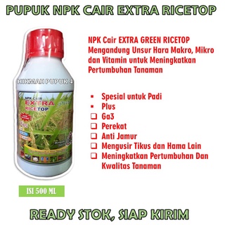 Jual PUPUK NPK CAIR EXTRA RICETOP 500 ML Pupuk Semprot Pelebat Tanaman Lada - Pupuk Perangsang ...