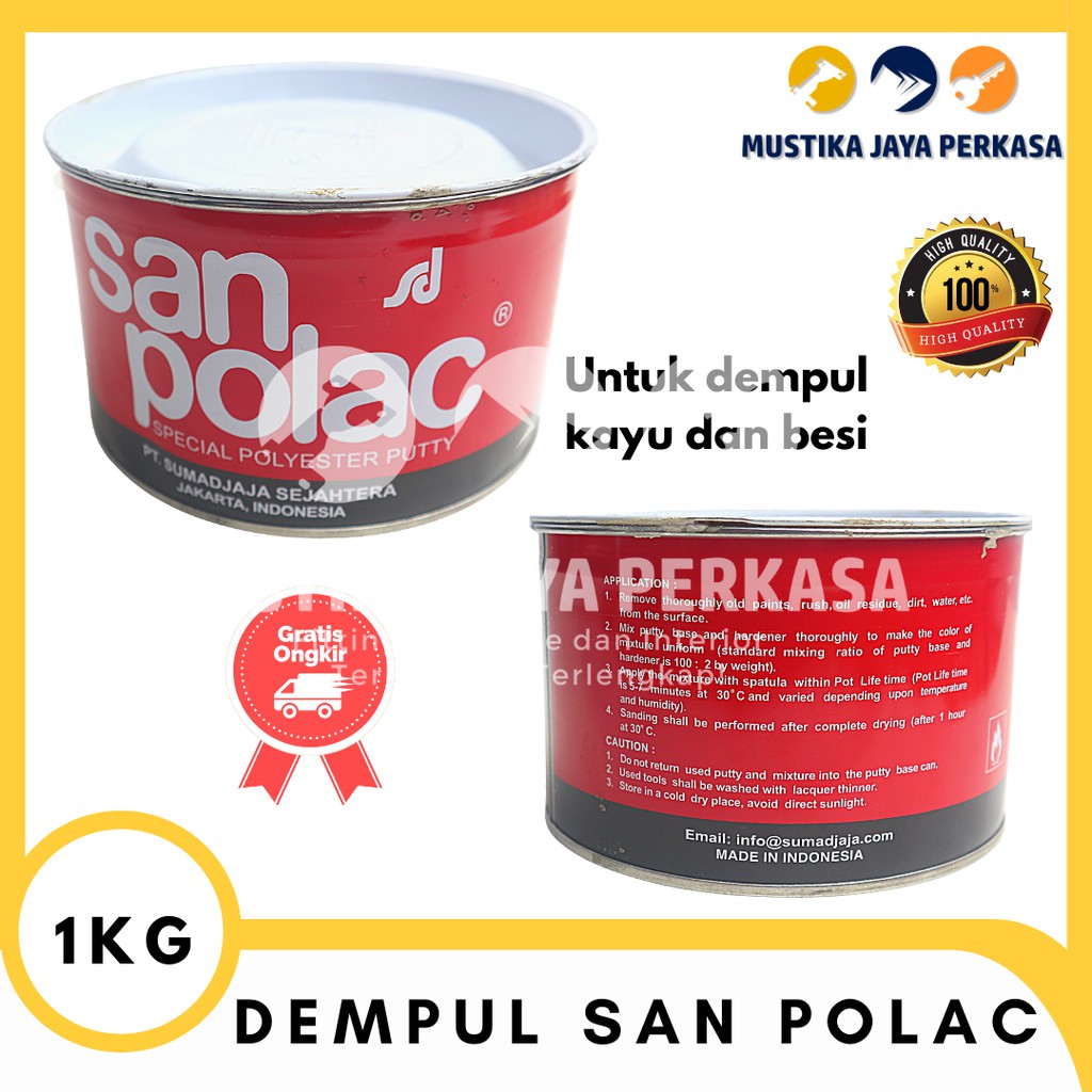 Jual Dempul Kayu Besi San Polac Sanpolac Putih 1 kg kilogram 1kg ...