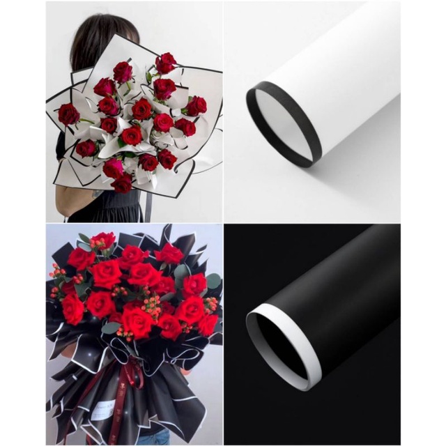 Jual FREE PACKING Flower Wrapping Paper Variasi List Hitam List Putih ...