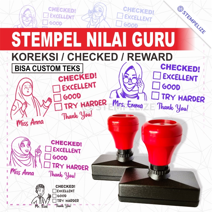 Jual Stempel Nilai Guru / Penilaian / Koreksi / Checked / Reward ...