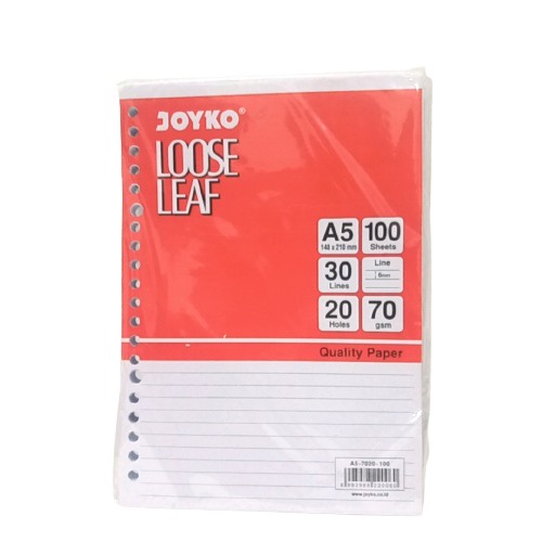 Jual Joyko Loose leaf A5 polos isi 100 Lembar / Kertas binder A5 Joyko ...