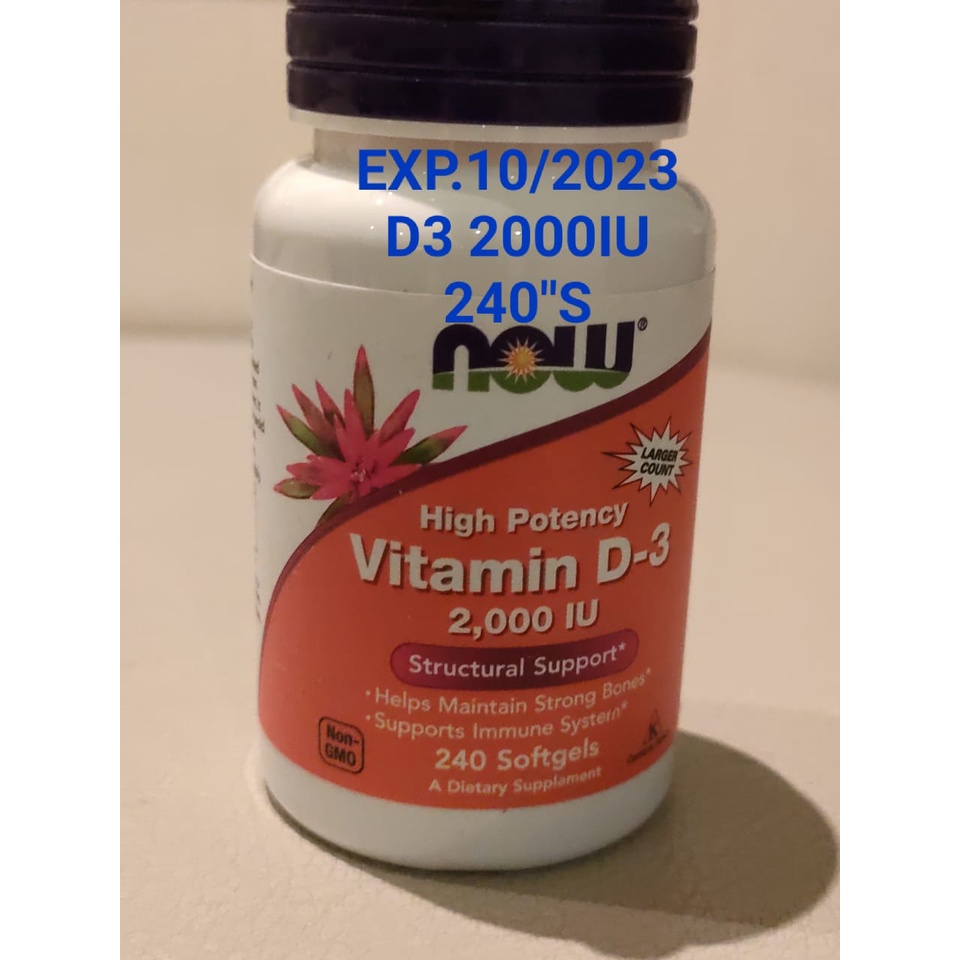 Jual NOW VITAMIN D3 2000 IU - 240 softgel Vit D 3 2000IU Original USA | Shopee Indonesia