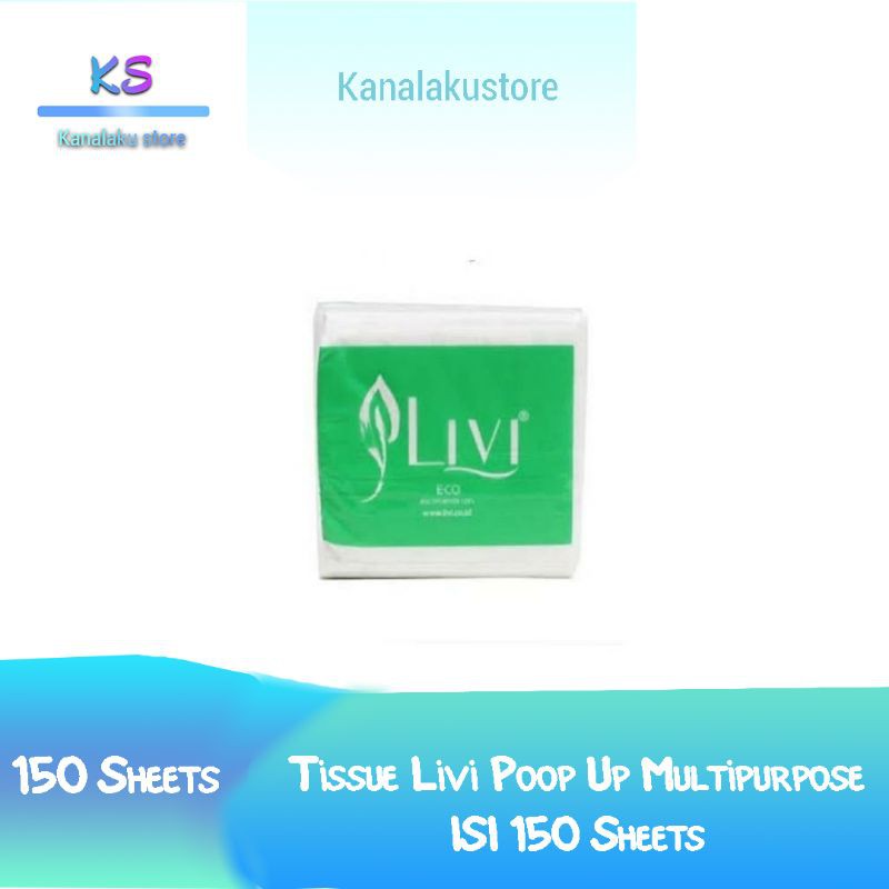 Jual Tissue Livi Eco Pop Up multipurpose/tissue makan 150 sheets 2 (ply ...