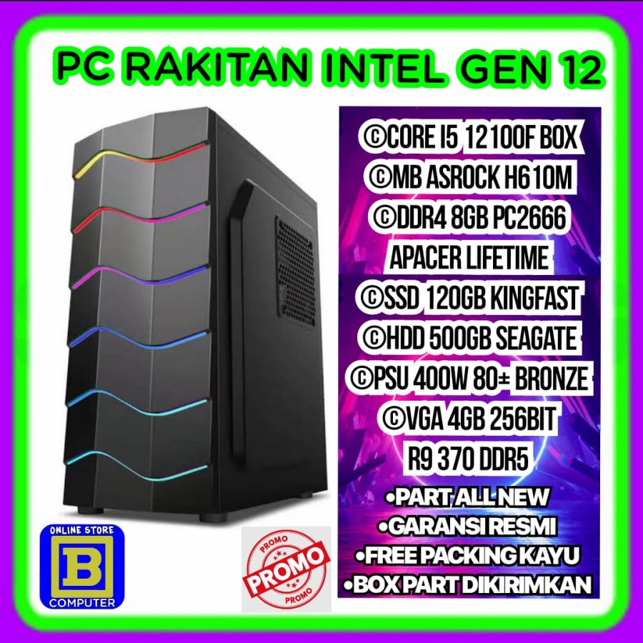 Jual PC GAMING CORE i3 12100f / RAM 8GB / VGA 4GB 256BIT DDR5 - Core i3 12100F Indonesia|Shopee ...