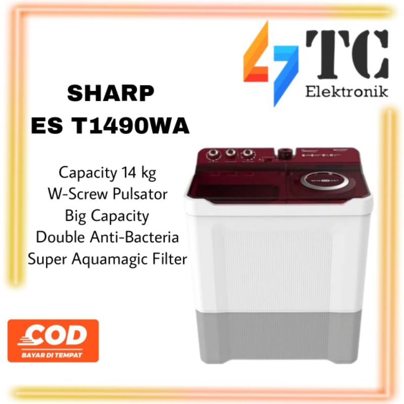 Jual Mesin Cuci SHARP ES T1490WA kaps 14 Kg | Shopee Indonesia