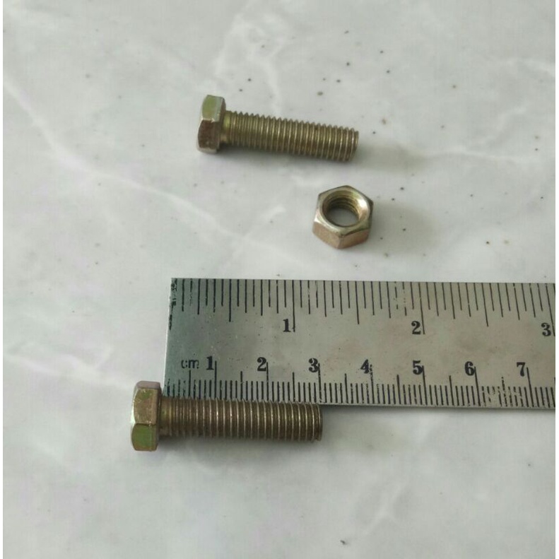 Jual Baut Mur Besi M8x30 Kuning Kunci 12 Panjang 3 cm | Shopee Indonesia