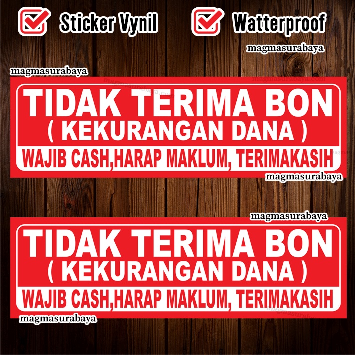 Jual Stiker Tidak Terima Bon atau kekurangan Dana - tidak boleh ngutang ...