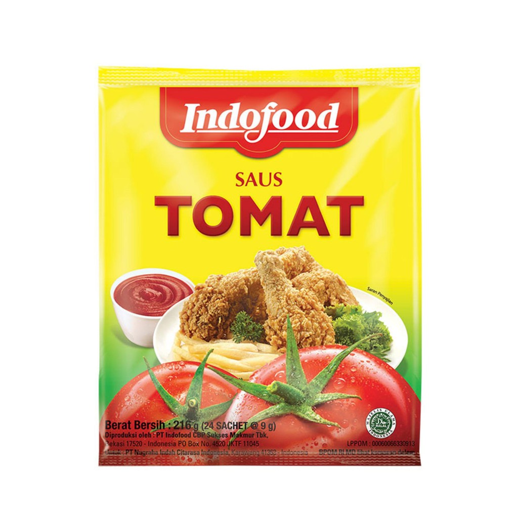 Jual Indofood Saus Tomat Sachet Kemasan Bag isi 24 sachet x 9 gr ...