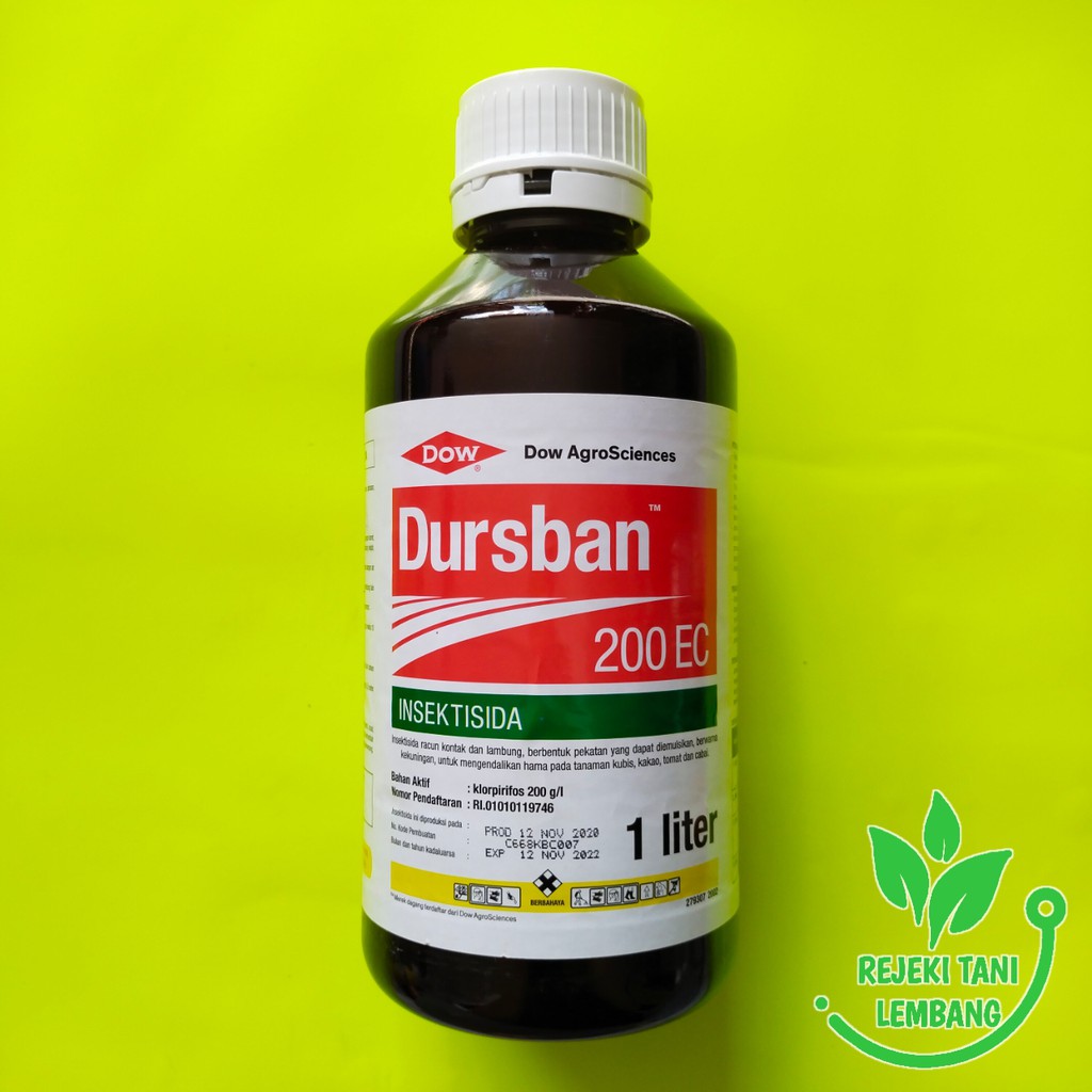 Jual INSEKTISIDA DURSBAN 200 EC 1 LITER PEMBASMI HAMA TANAMAN | Shopee ...