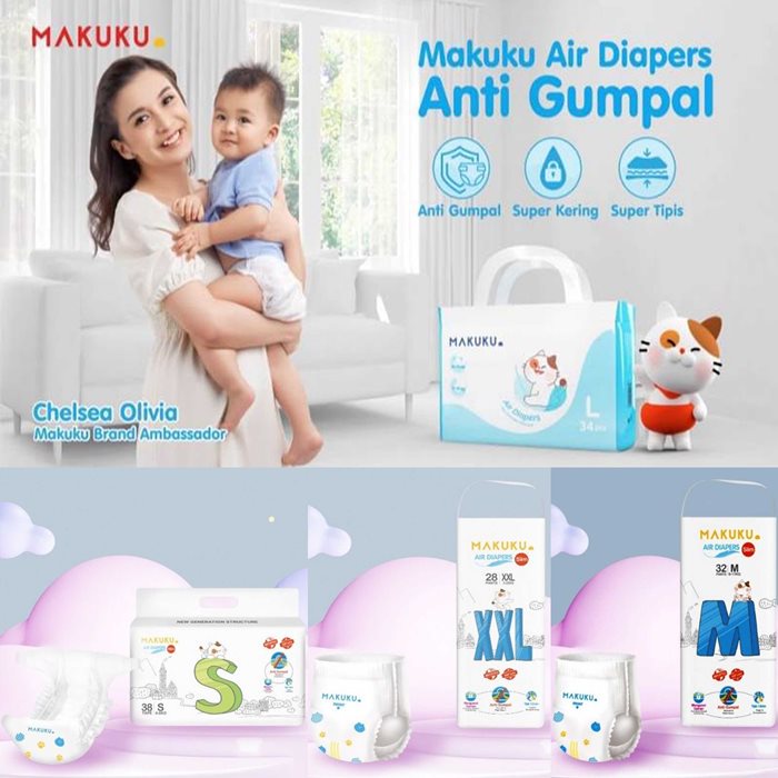 Jual MAKUKU Popok bayi anti gumpal cepat kering SAP / sekali pakai tipe ...