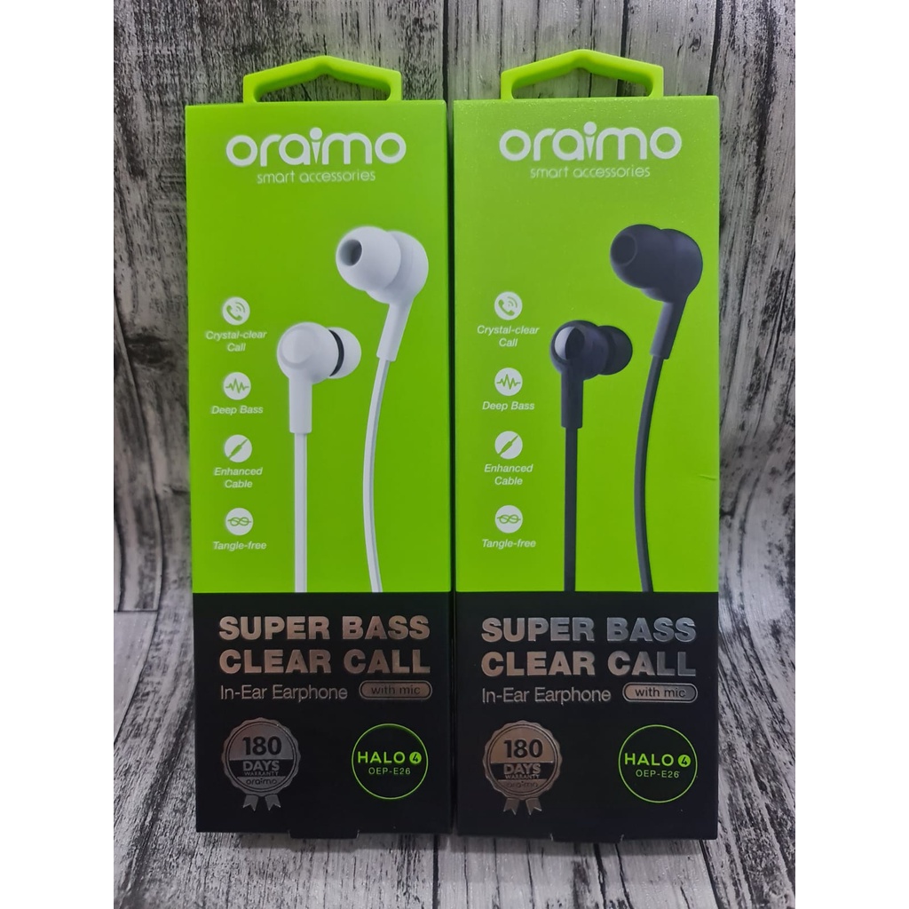 Jual Oraimo Earphone Headset / Handsfree New OEP-E26 Black & White ...