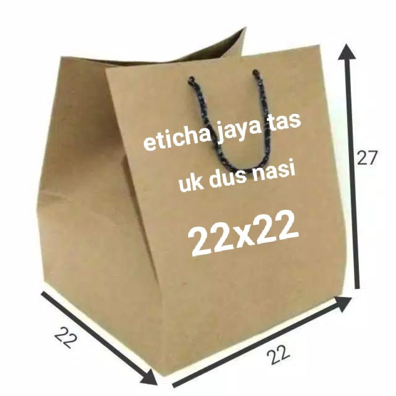 Paperbag dus nasi 22x22 , kotak kue paperbag bento polos paperbag craft ...