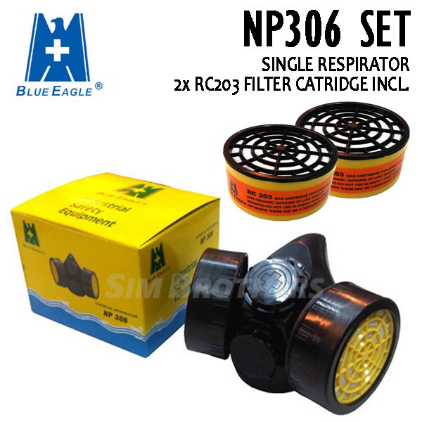 Jual Blue Eagle NP 306 Set Masker Double Respirator + RC 203 Filter ...
