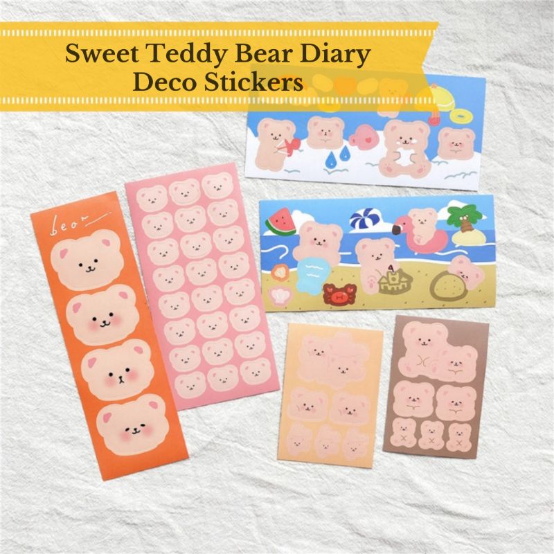 Jual Deco Sticker Beruang ala Korea Aesthetic | Sweet Teddy Bear Diary ...