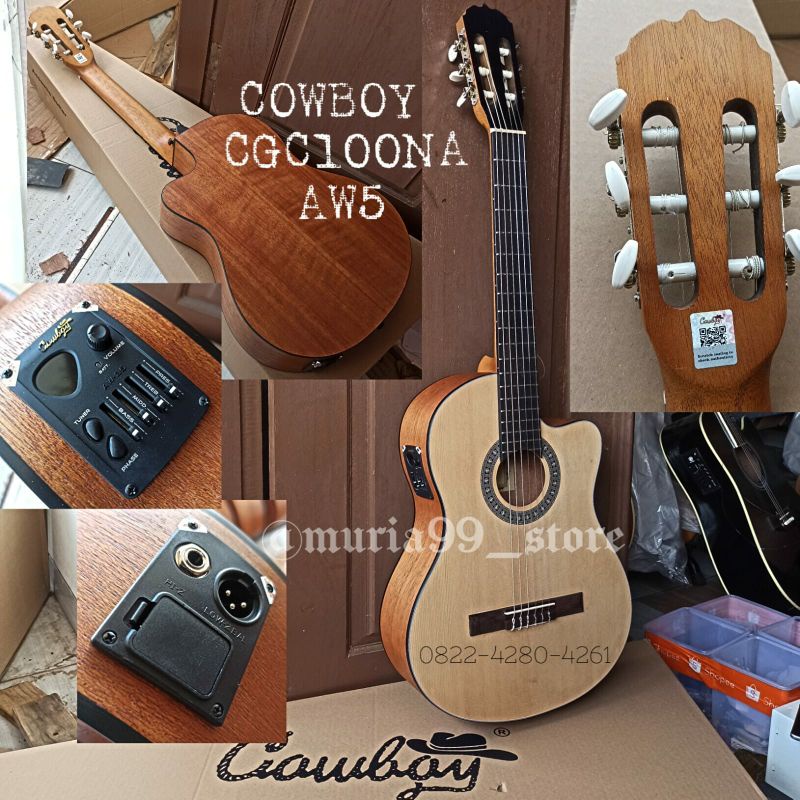 Jual Gitar Klasik Nilon Cowboy CGC 100 NA Akustik Elektrik AW35 | Shopee Indonesia