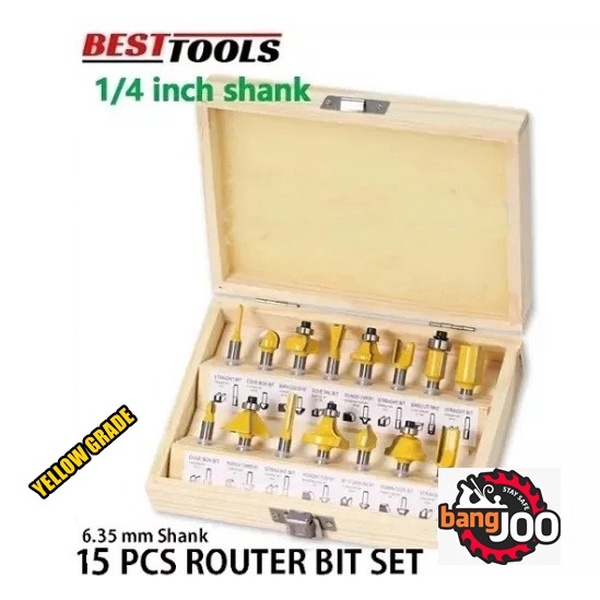 Jual pisau profil set 15pcs mata trimmer router set kotak kayu as 6 ...