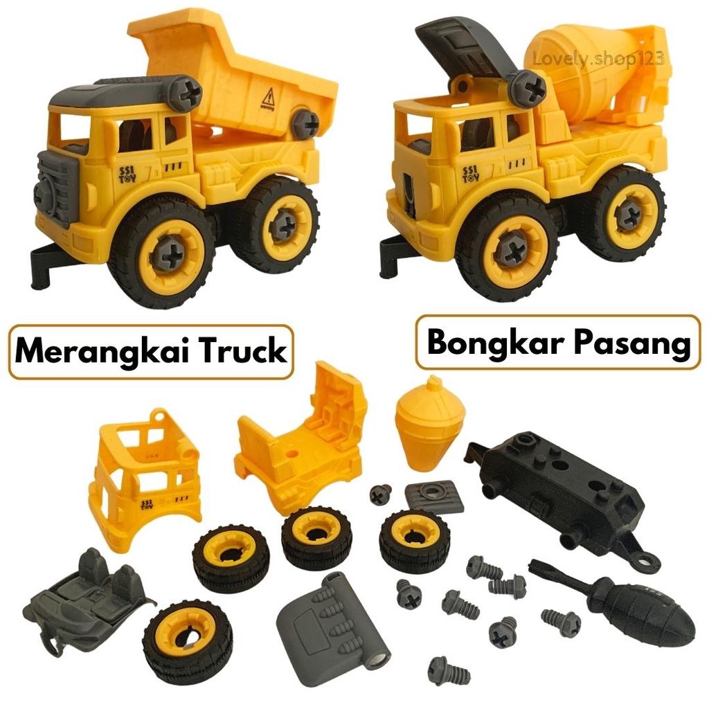 Jual mainan mobil bongkar pasang Diy mobil rakit truk truck konstruksi ...