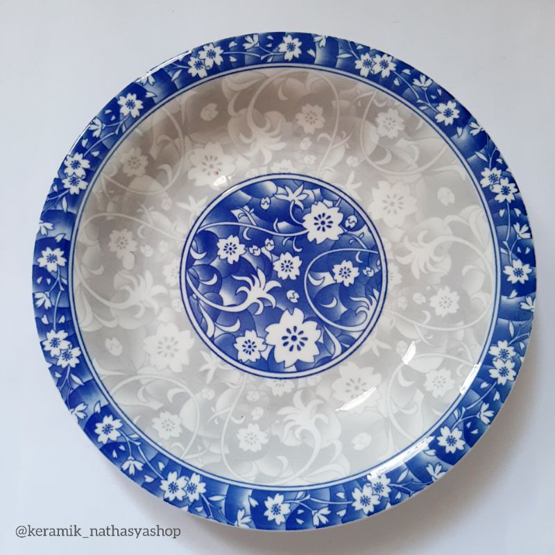 Jual Piring Keramik/Piring Makan Biru Putih | Shopee Indonesia