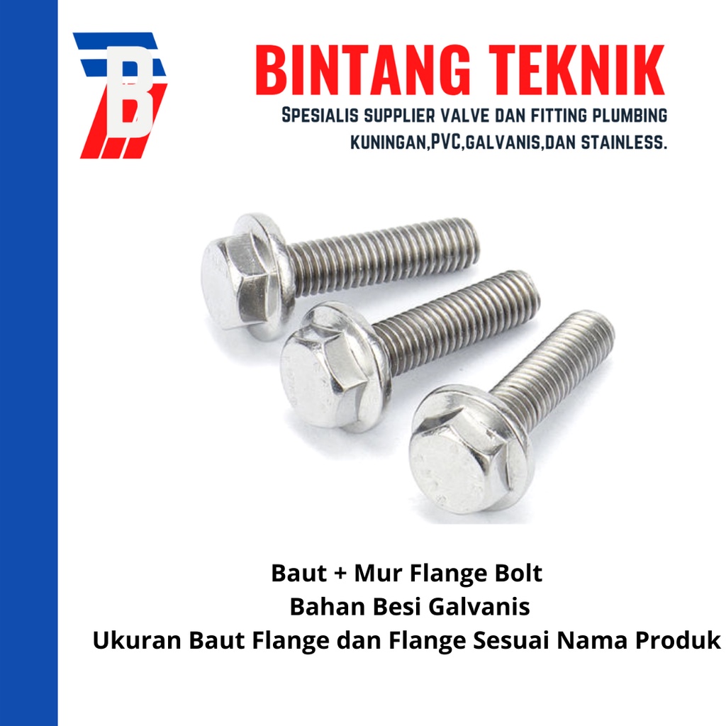 Jual Baut Flange Bolt M12x50 3/4" inch Besi Galvanis | Shopee Indonesia