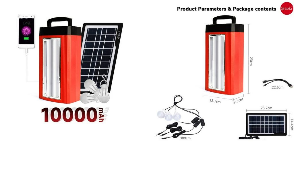 Jual AOKI Solar lighting mobile power system 8000mAh power bank ...