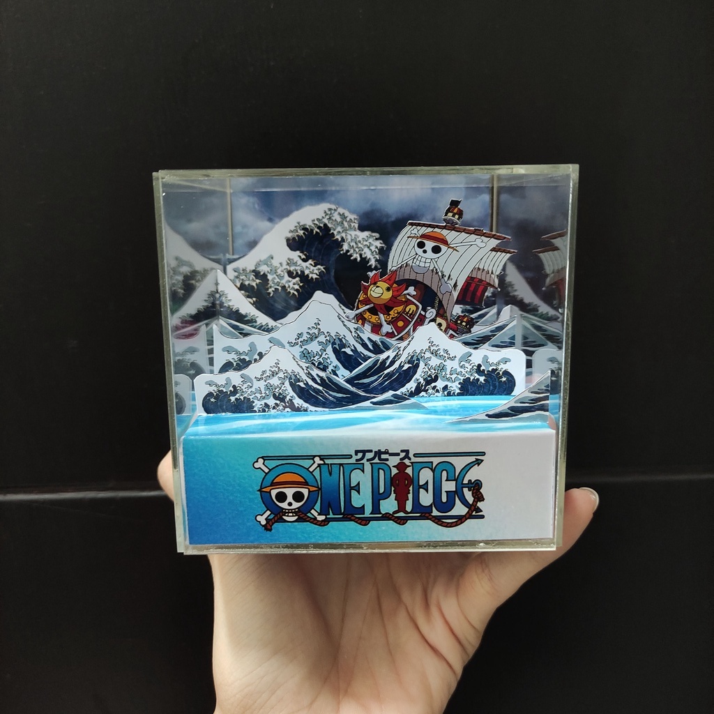 Jual One Piece Thousand Sunny The Great Wave off Kanagawa Cube Diorama ...