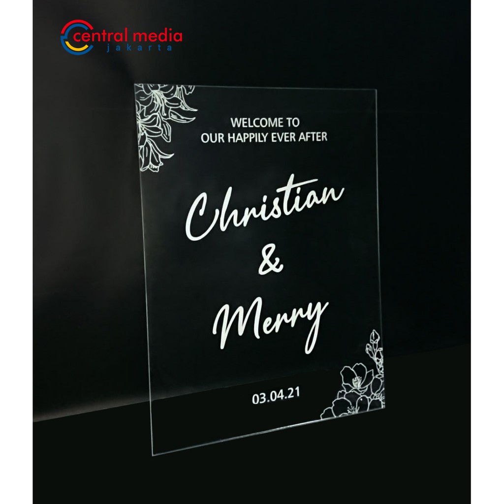 Welcome Sign Acrylic 60x45 CM Custom Grafir Laser Akrilik | Shopee ...