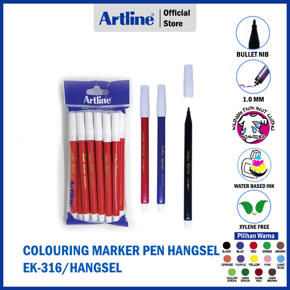 Jual ARTLINE Spidol Mewarnai Marker Hangsel EK-316/H (12 BUAH ...