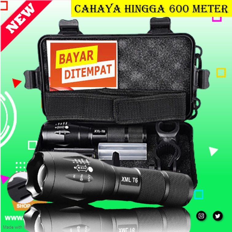 Jual Senter Led Super Terang Jarak Jauh 10000 Lumens Swat Police Original Import XM L2 Fulllset ...
