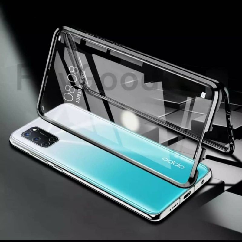 Jual OPPO A92 Case Glass Magnetic Magnet Silikon Kaca Premium Temepered ...