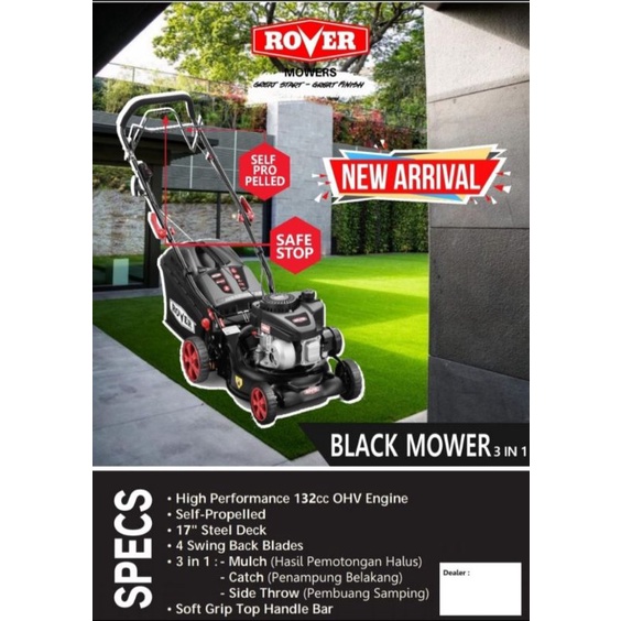 Jual Rover Mesin Potong Rumput Dorong Black Mower 3 in 1 Lawn Mower 17 ...