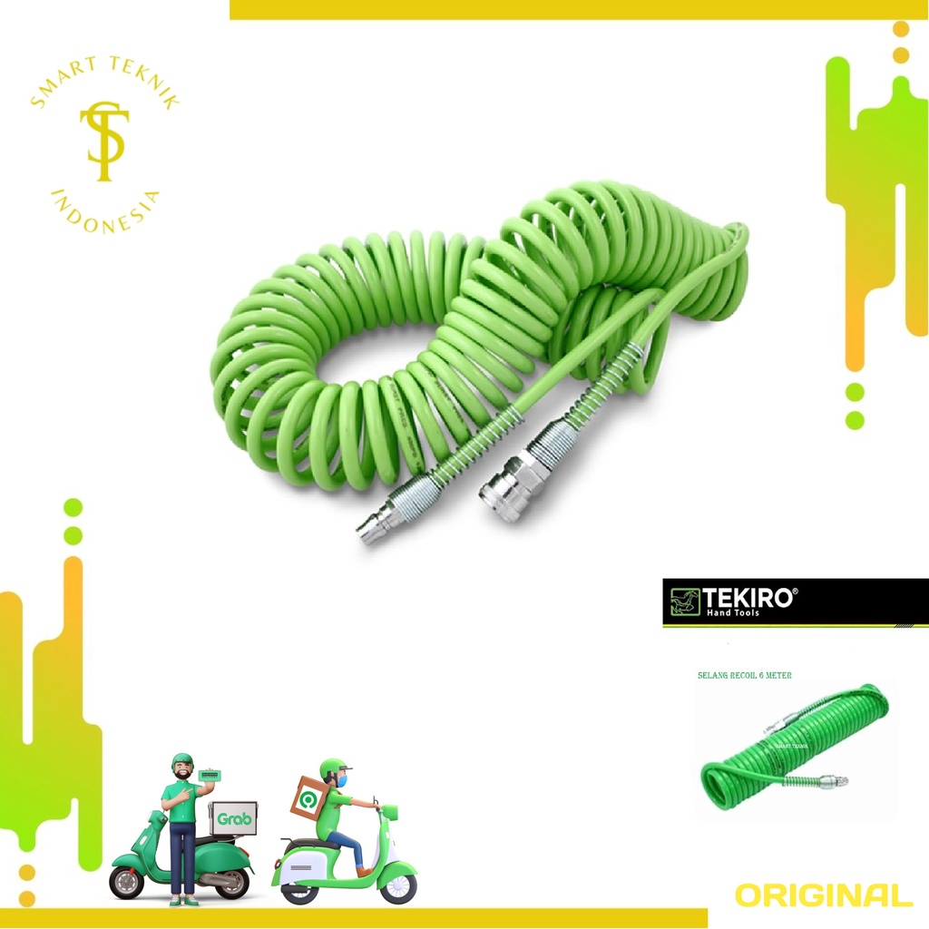 Jual selang recoil tekiro selang kompresor 6 meter warna hijau tekiro ...