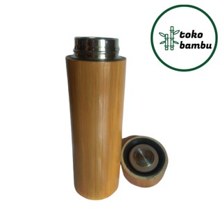 Jual Tumbler Botol Minum Termos Bambu Stainless Hot dan Cold Polos ...