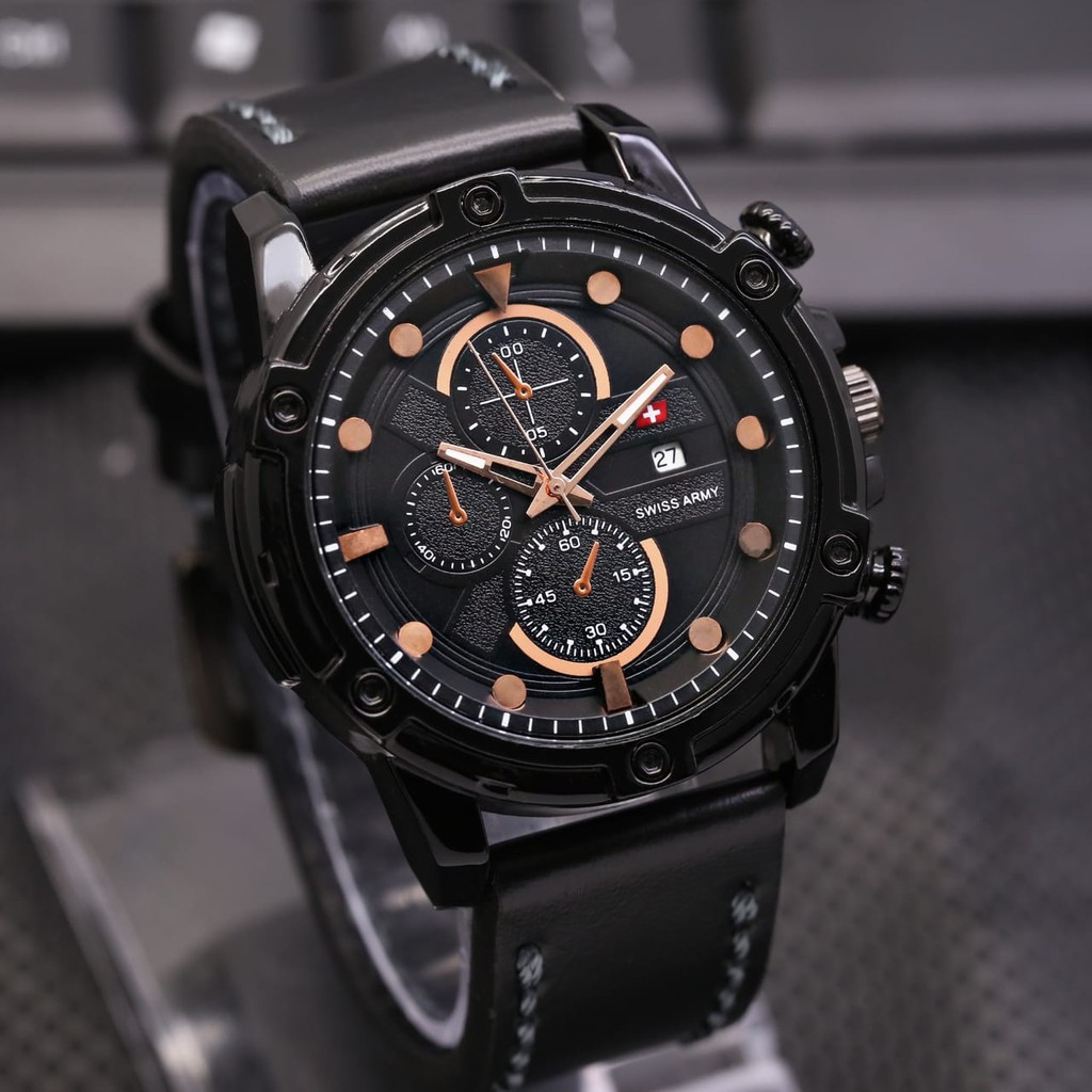 Jual Jam Tangan Pria & Cowok Swiss Made Tanggal Aktif Kulit - Bisa ...