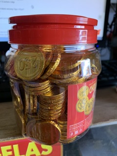 Jual Coklat koin emas gold pusan isi 200 pcs 600gr chocolate dollars ...