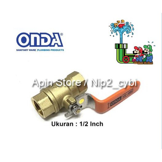 Jual Ball Valve Kuningan ONDA 1/2" Stop keran stop kran 1/2 inch HARGA DISTRIBUTOR | Shopee ...