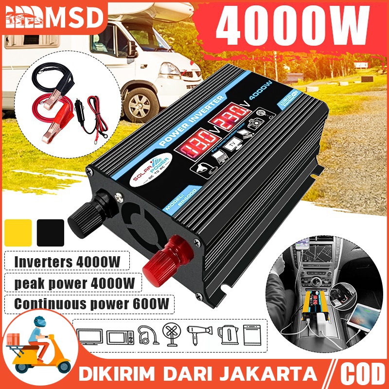Jual Power Inverter Digital 4000 Watt / Inverter 4000W DC 12V Ke AC 220V Dengan Dual Port Usb 2 ...