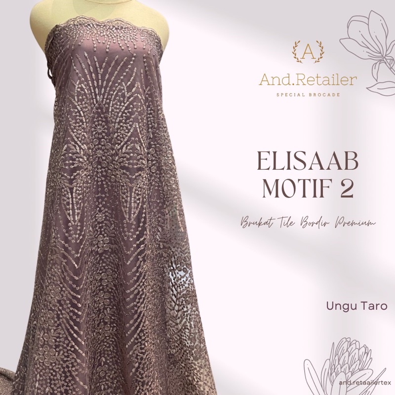 Jual Bahan Kain Kebaya Brokat Tile Bordir Elie Saab Warna Taro ...