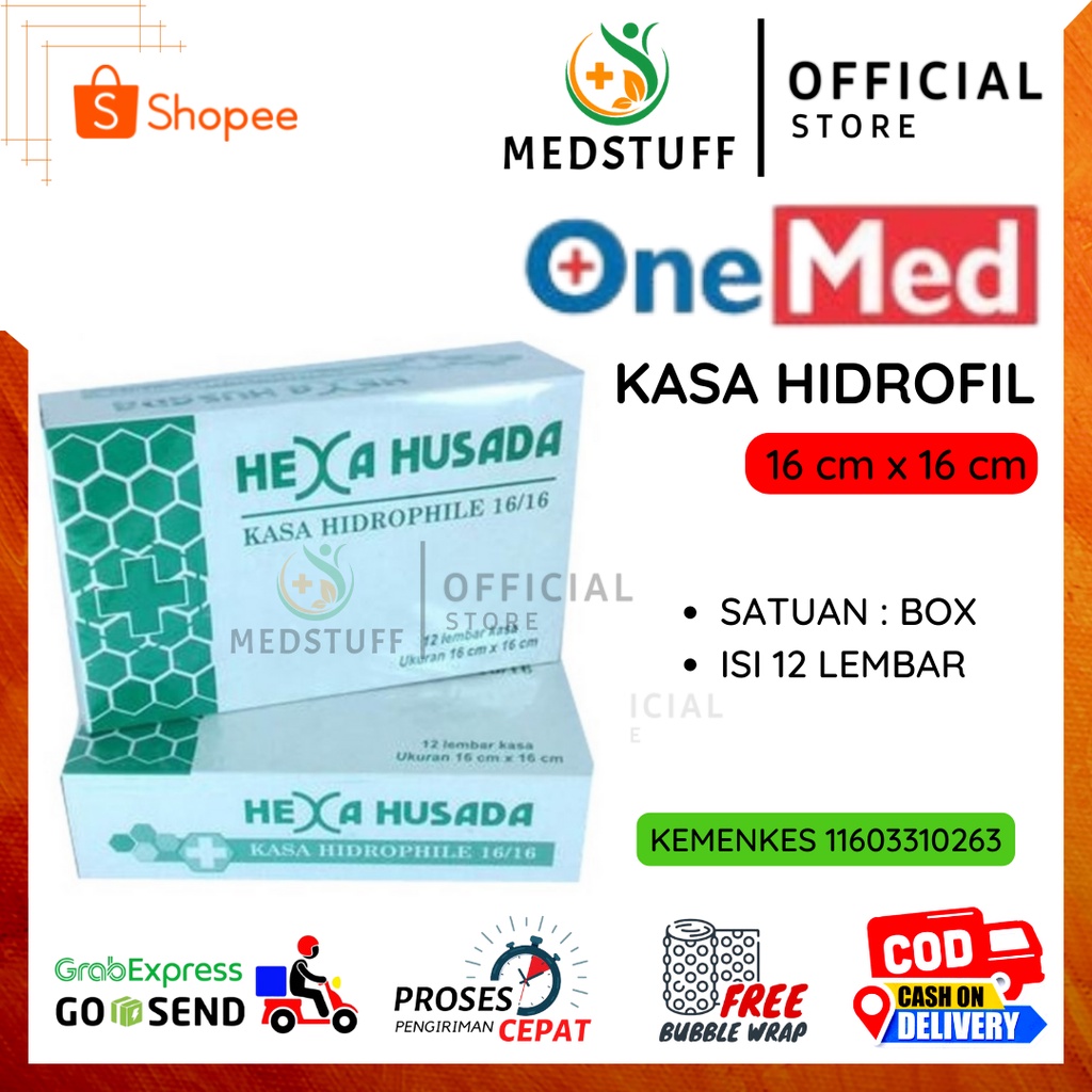 Jual Kasa Hidrofil Steril Lipat ukuran 16cmx16cm Hexa Husada | Shopee ...