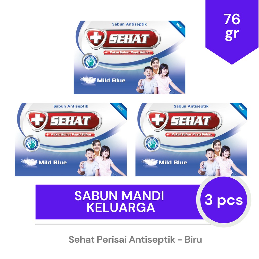 Sehat Perisai 80Gr Sabun Mandi Keluarga Antiseptik 3Pcs Biru | Shopee ...
