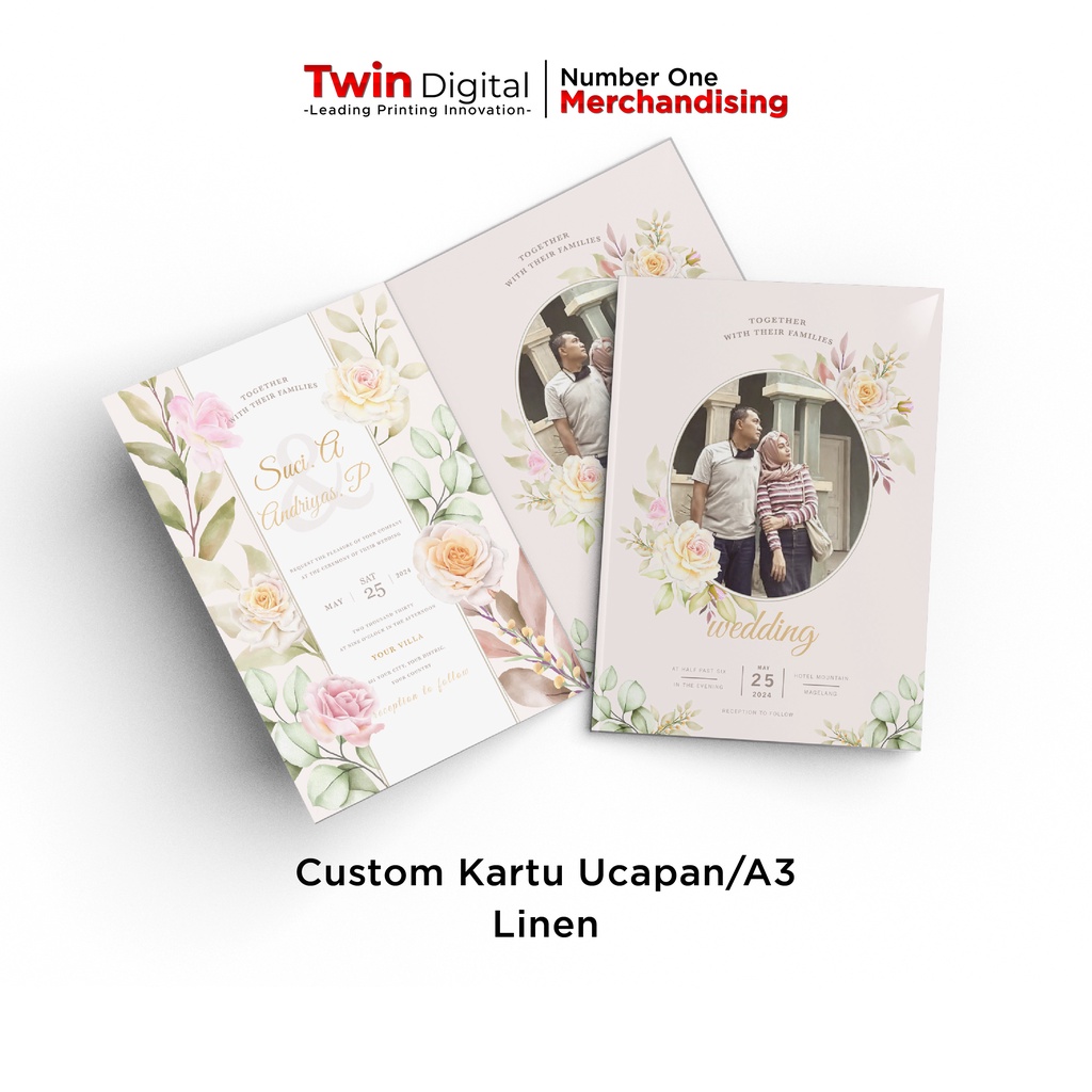 Jual Twindigital Cetak Kartu Ucapan Undangan Even - Linen A3 | Shopee ...