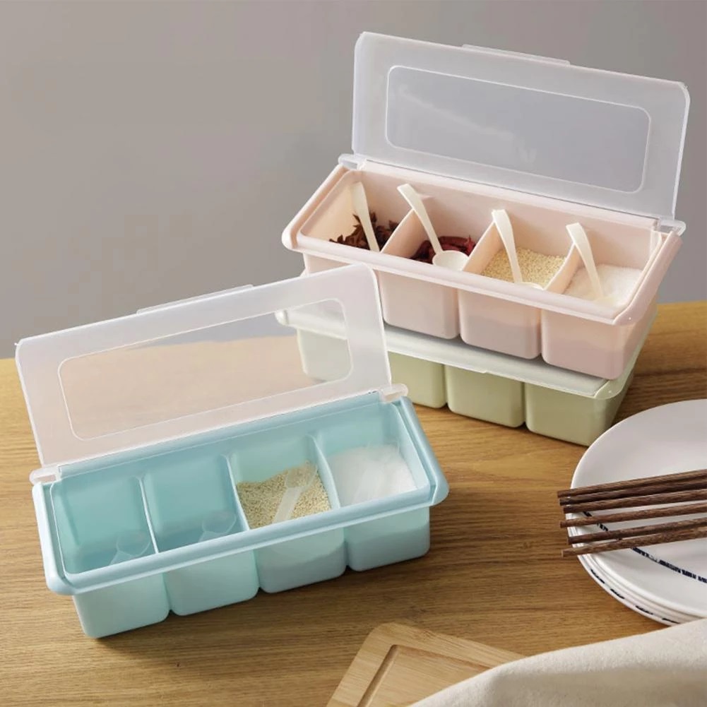 Jual [4in1] RAK PERSEGI PANJANG TEMPAT BUMBU 4 IN 1 / KOTAK BUMBU 4 ...