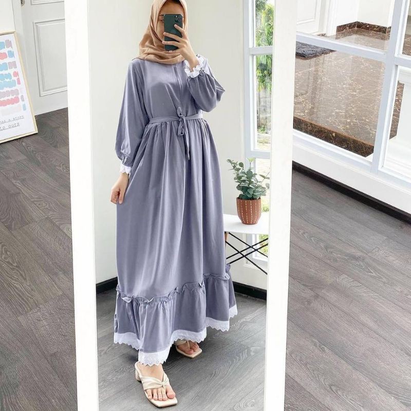 Review tentang ASMIRA MAXI DRESS RENDA REMPEL DAILY BUSUI WANITA DRESS ...