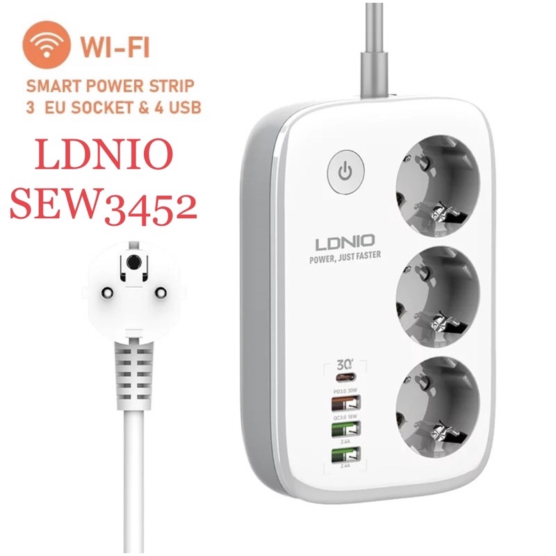 Jual LDNIO SEW3452 Stop Kontak Pintar Outlet Power Extension Socket Fast Charging USB C Charger ...