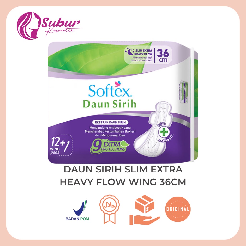 Jual Softex Daun Sirih Slim Extra Heavy Flow (Ungu) Wing 36CM | Shopee ...