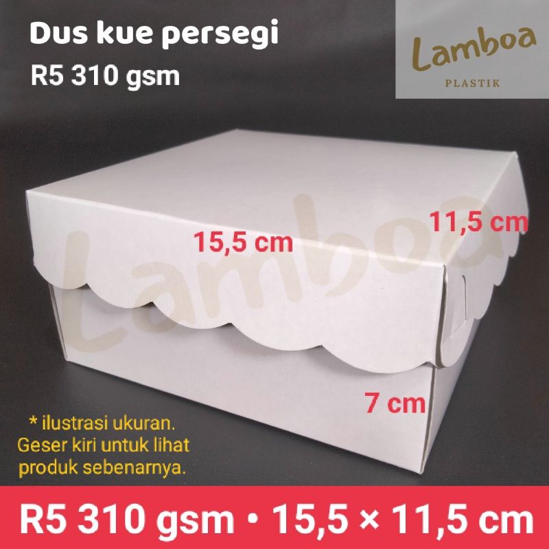 Jual Dus kue R5 15,5x11,5 x 7 cm tebal snack box putih persegi kotak ...