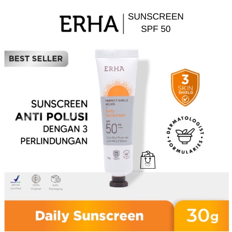 Jual ERHA Perfect Shield Helios SPF50/PA+++ 30gr - Daily Sunscreen | Shopee Indonesia