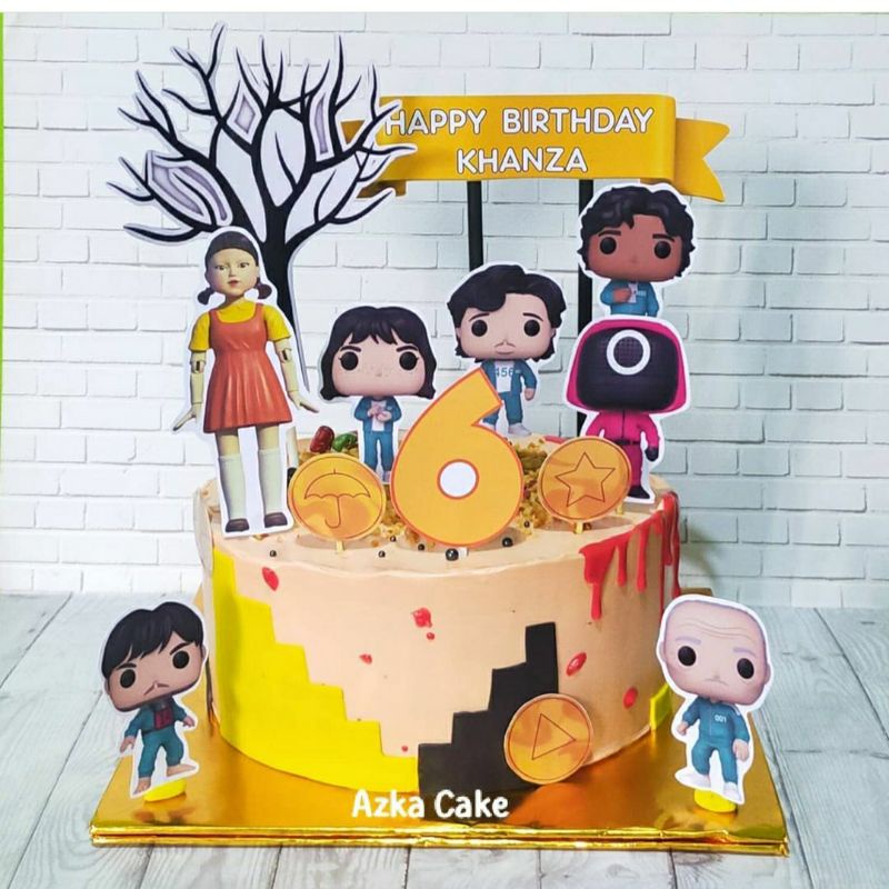 Jual topper cake squid game/toper squid game murah/hiasan kue squid ...