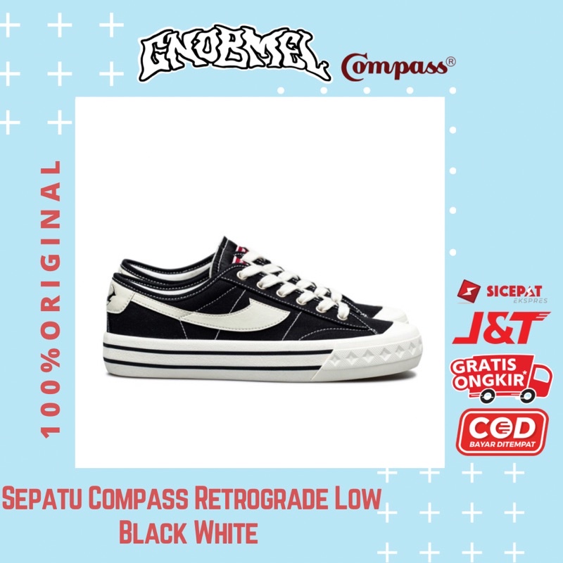 Jual [ORIGINAL] Sepatu Compass Retrograde Black White Low | Shopee ...