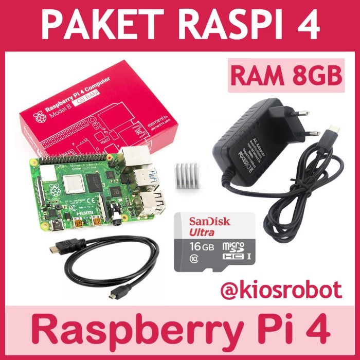 Jual Paket Raspberry Pi 4 RAM 8GB Siap Pakai Raspi Pi4 Made in UK ...