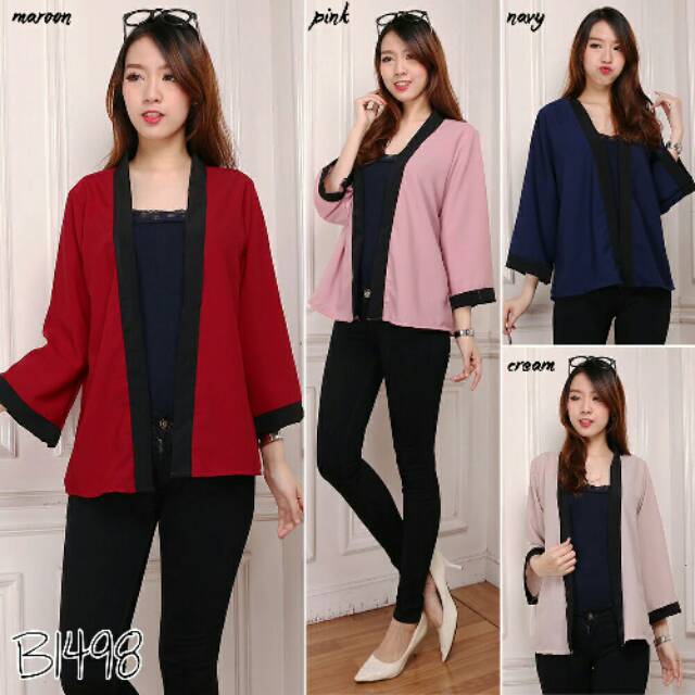 B1498 OUTER luaran cardigan cewek wanita allsize warna polos enteng ...